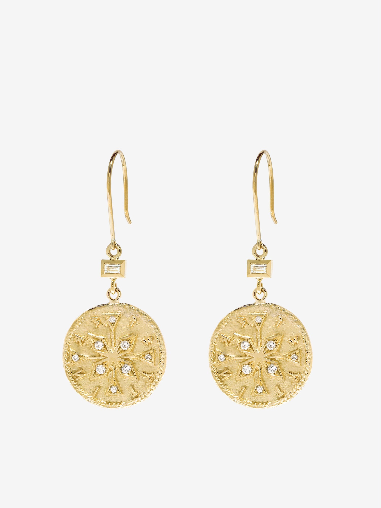Compass Coin Diamond Earrings – AZLEE Jewelry